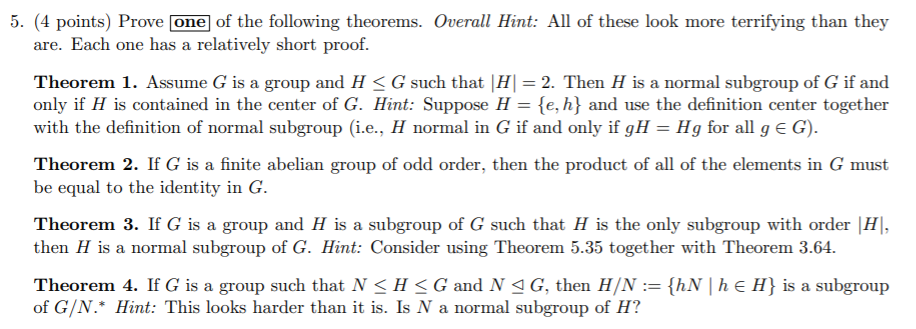Solved 5. (4 points) Prove one of the following theorems. | Chegg.com