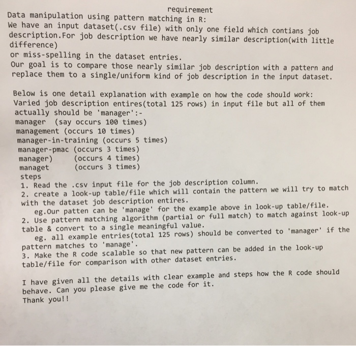 Solved Data manipulation using pattern matching in R: We | Chegg.com Solved Data manipulation using pattern matching in R: We | Chegg.com