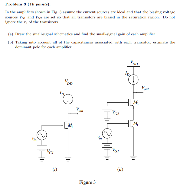 Solved Problem 3 (10 points): In the amplifiers shown in | Chegg.com