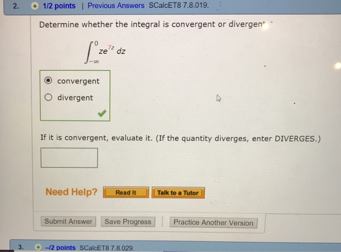 Solved 2. 1/2 points | Previous Answers SCalcET8 7.8.019. | Chegg.com