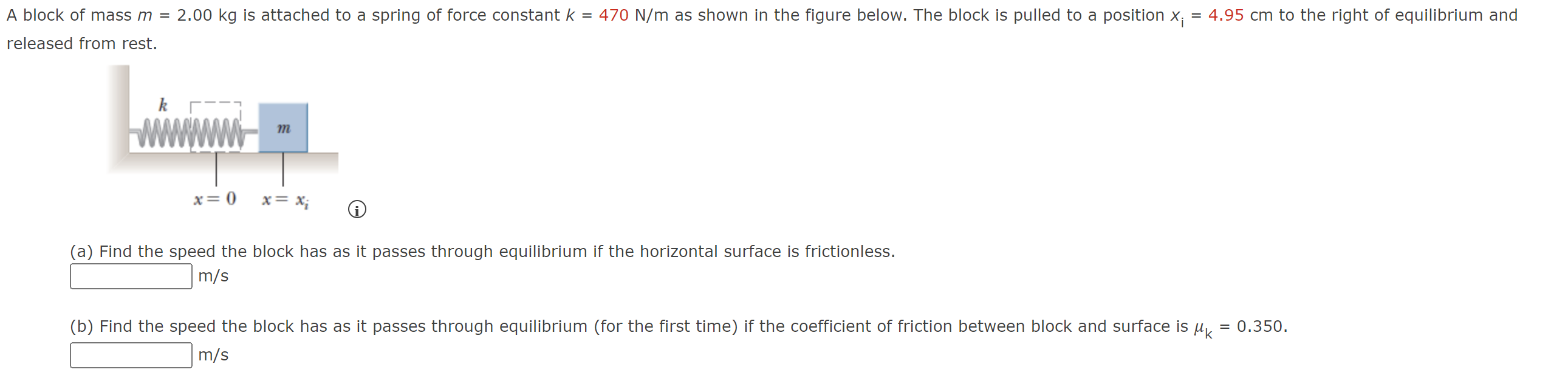 Solved released from rest. (a) Find the speed the block has | Chegg.com
