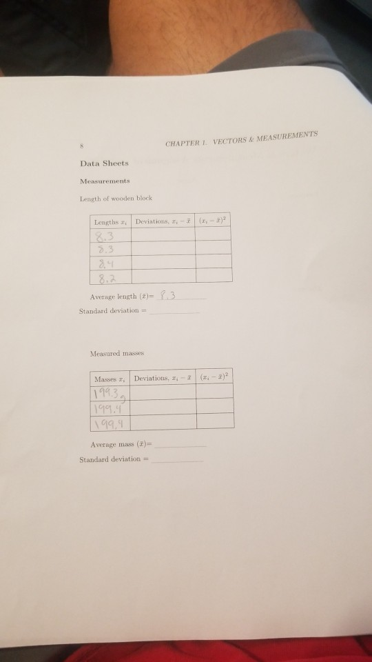 Solved CHAPTER 1 VECTORS & MEASUREMENTS Data Sheets | Chegg.com