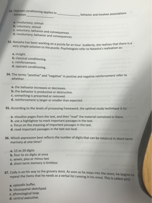 Solved 32. Operant conditioning applies to between behavior | Chegg.com