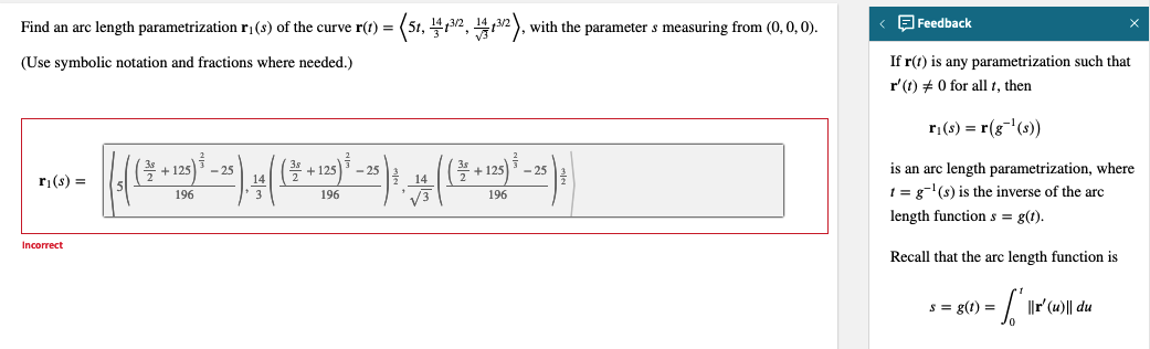 Solved Find an arc length parametrization r1(s) of the curve | Chegg.com
