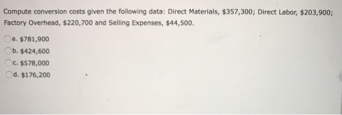Solved Compute conversion costs given the following data: | Chegg.com