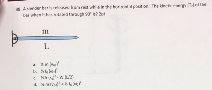 Solved A slender bar is released from rest while in the | Chegg.com