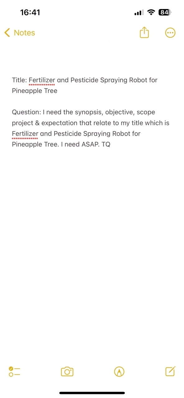 Solved Title: Fertilizer and Pesticide Spraying Robot for | Chegg.com