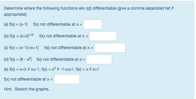 Solved Determine where the following functions are not | Chegg.com