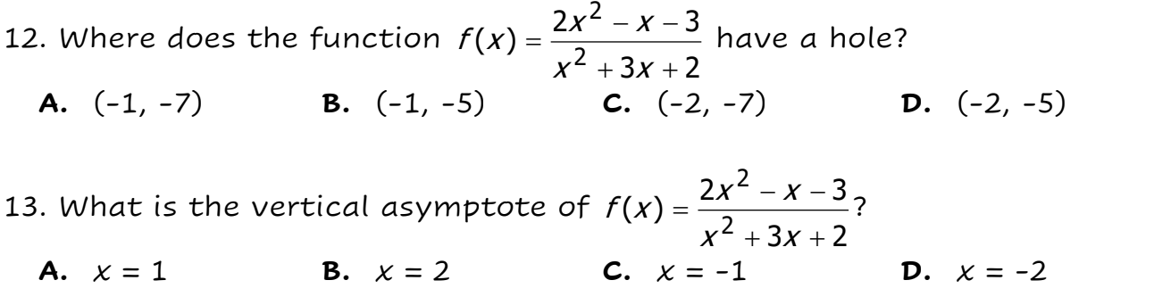 Solved 12 Where Does The Function F X X2 3x 22x2−x−3 Have