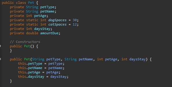 Solved public class Pet \{ private String petType; private | Chegg.com