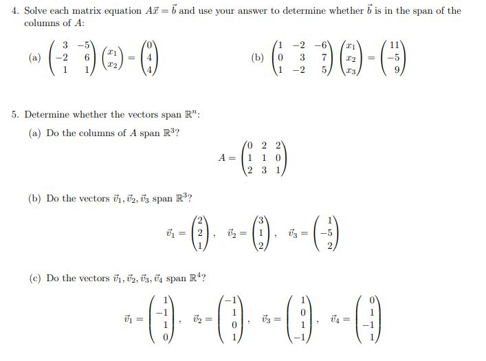 Solved 4. Solve each matrix equation Az = 5 and use your | Chegg.com