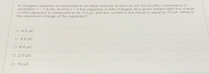 Solved A charged capacitor is connected to an ideal inductor | Chegg.com