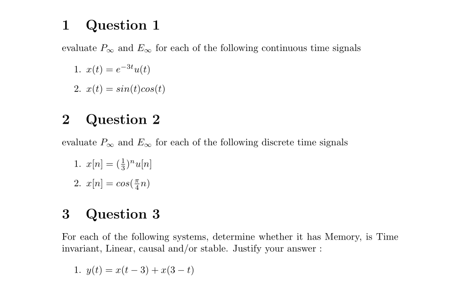 Solved evaluate P∞ and E∞ for each of the following | Chegg.com