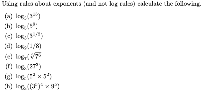 Solved Using rules about exponents (and not log rules) | Chegg.com