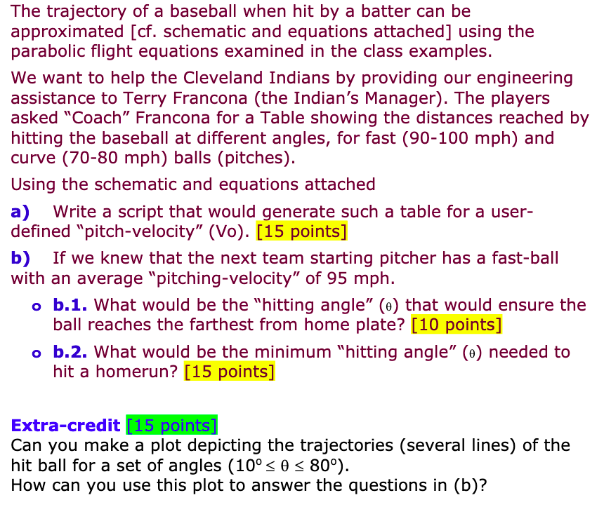 Solved The trajectory of a baseball when hit by a batter can | Chegg.com
