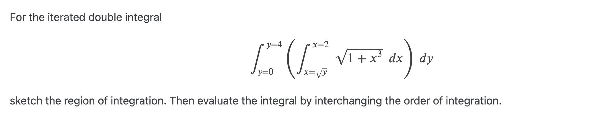 Solved For the iterated double integral | Chegg.com