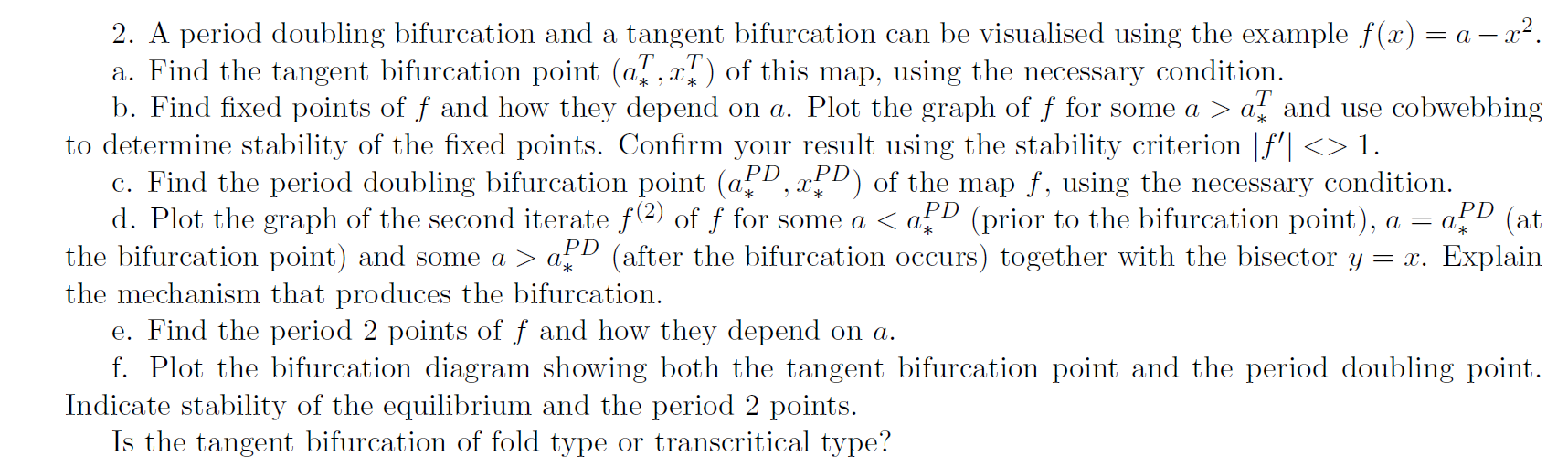 2. A period doubling bifurcation and a tangent | Chegg.com