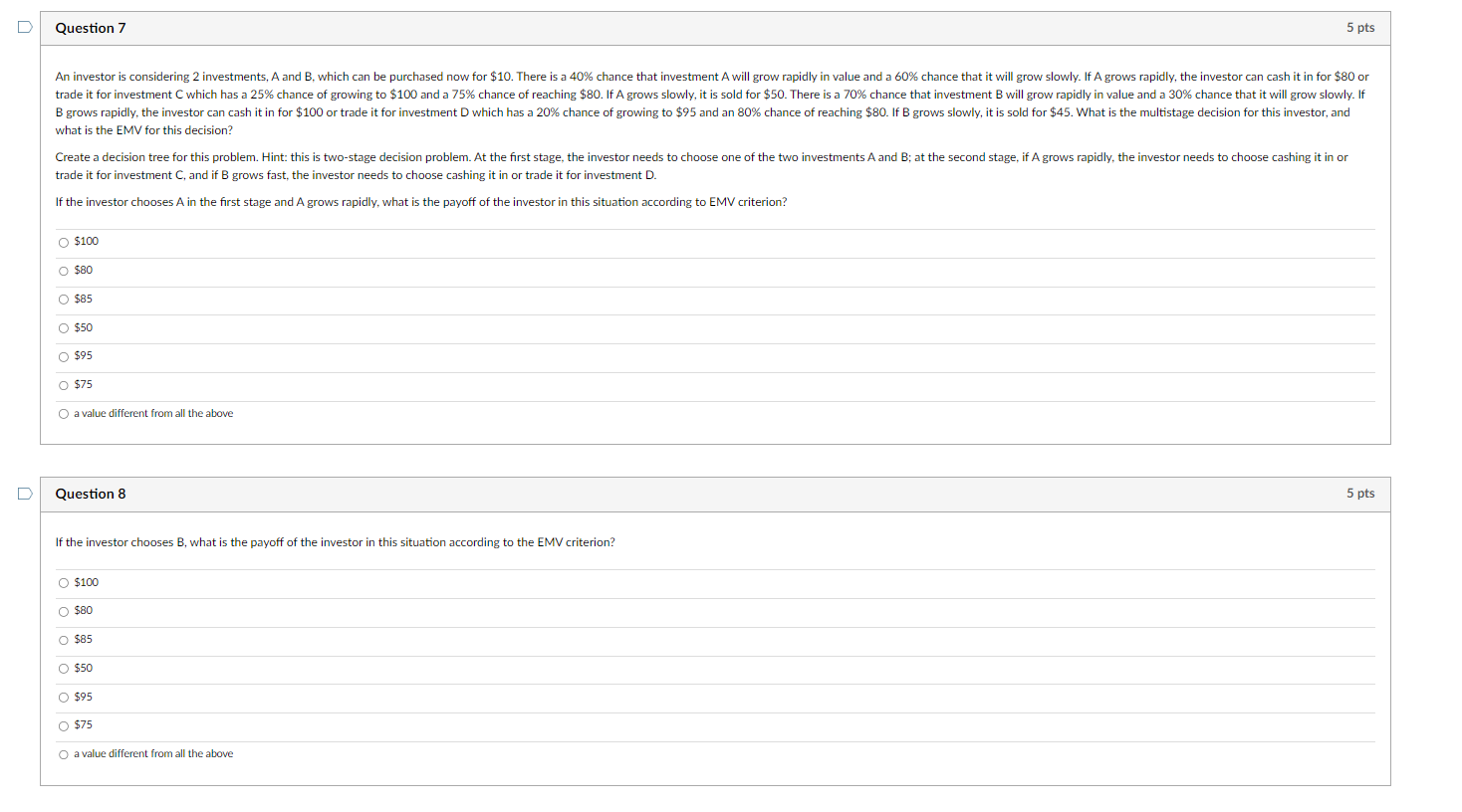 Solved what is the EMV for this decision? trade it for | Chegg.com