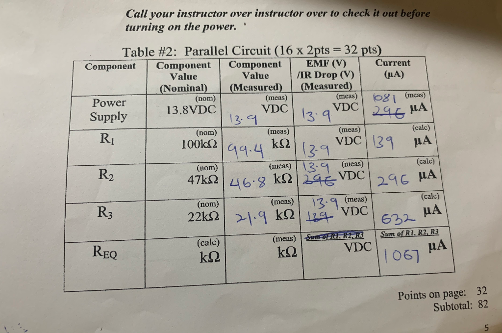 Solved Table #1: Series Circuit (20 x 2pts = 40pts) | Chegg.com