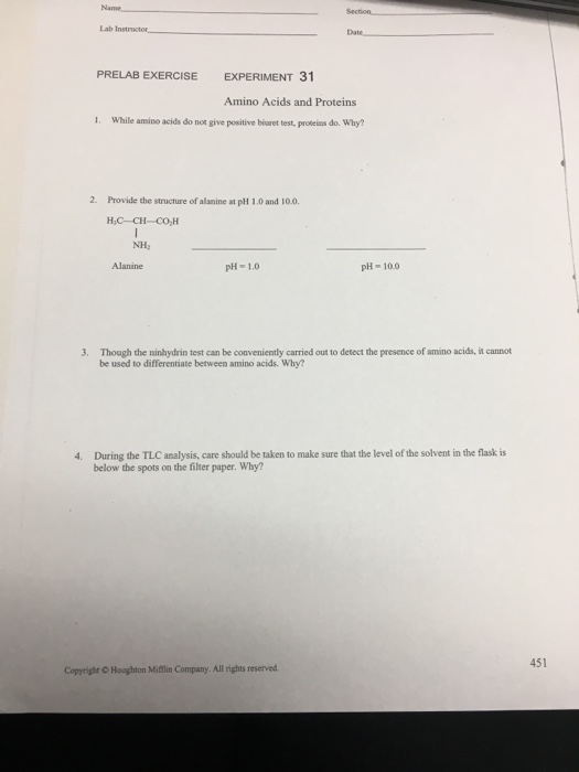 Solved Section Lab Instructor Date PRELAB EXERCISE | Chegg.com | Chegg.com