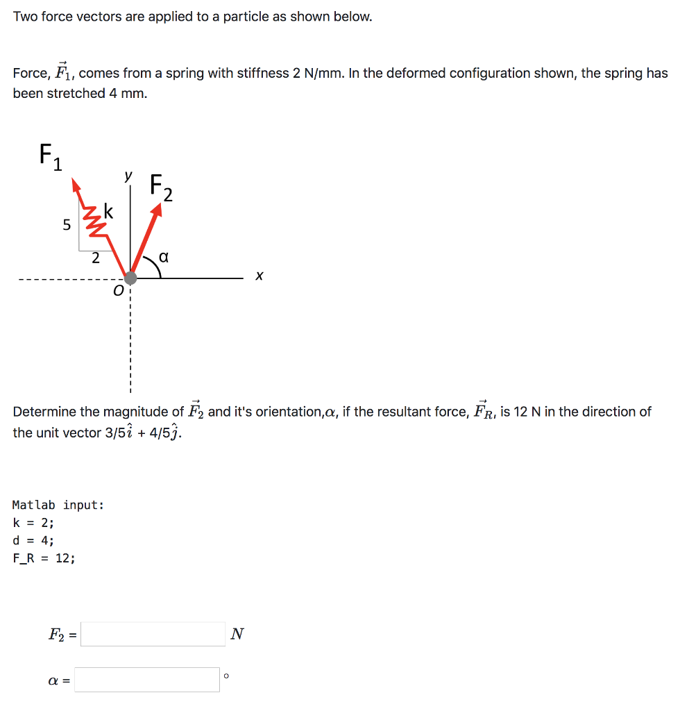 Solved Two force vectors are applied to a particle as shown | Chegg.com