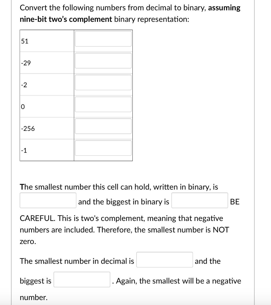 Solved Convert the following numbers from decimal to binary, | Chegg.com