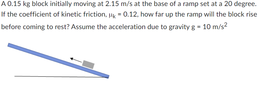 Solved A 0.15 kg block initially moving at 2.15 m/s at the | Chegg.com