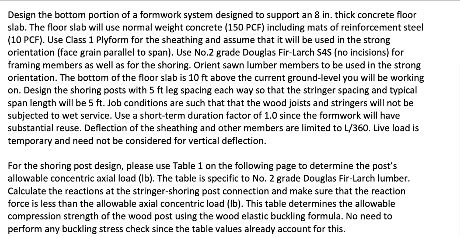 Solved Design the bottom portion of a formwork system | Chegg.com