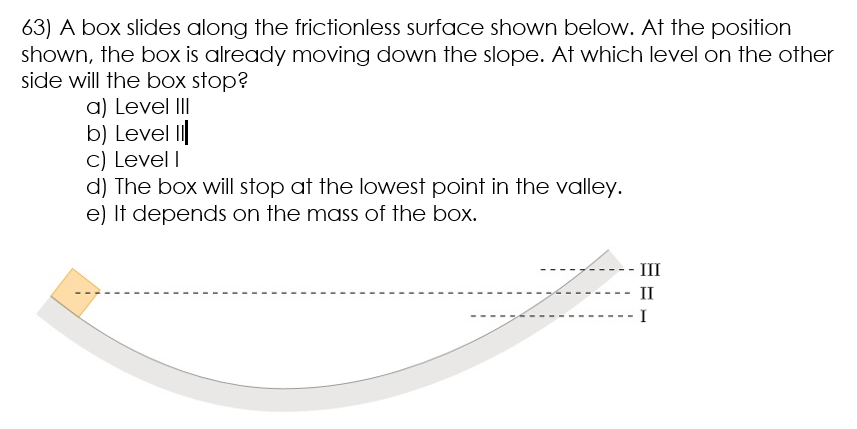 Solved 63) A box slides along the frictionless surface shown | Chegg.com