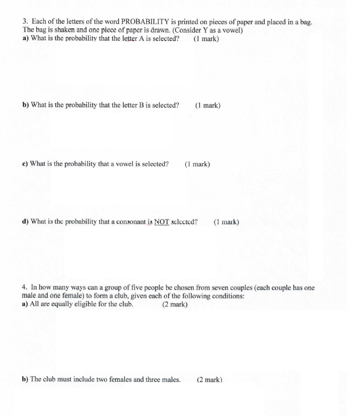 Solved 3. Each of the letters of the word PROBABILITY is | Chegg.com
