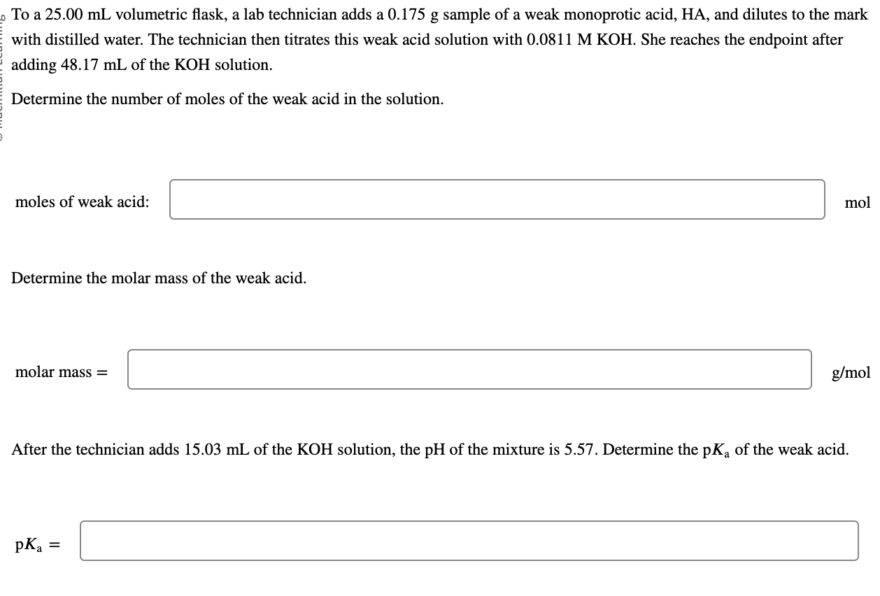 To a 25.00 mL volumetric flask, a lab technician adds | Chegg.com