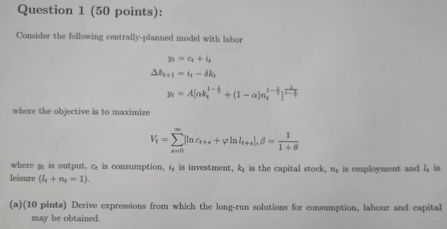 Solved Question 1 (50 ﻿points):Consider the following | Chegg.com