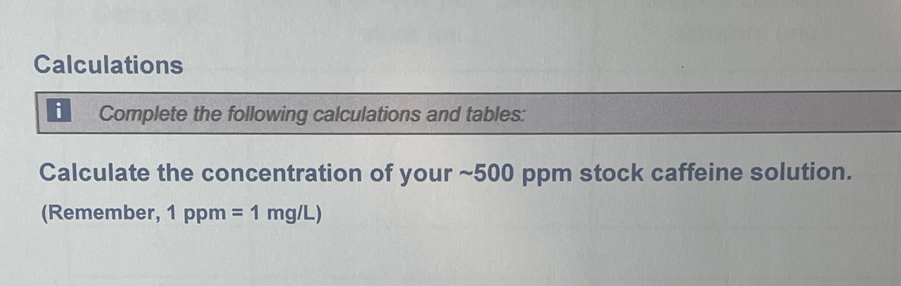 Solved Calculate the concentration of your ∼500ppm stock | Chegg.com