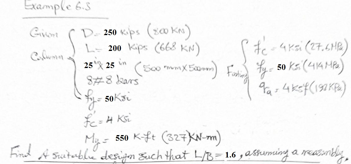 Example 6.3 Guiem D- 250 Kips (800 KN) - 200 kips | Chegg.com