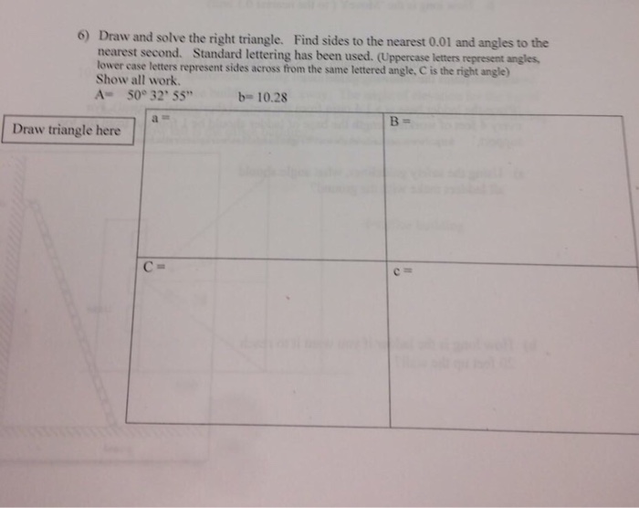 Solved Draw and solve the right triangle. Find sides to the | Chegg.com