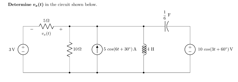 Solved Determine vx(t) in the circuit shown below. | Chegg.com