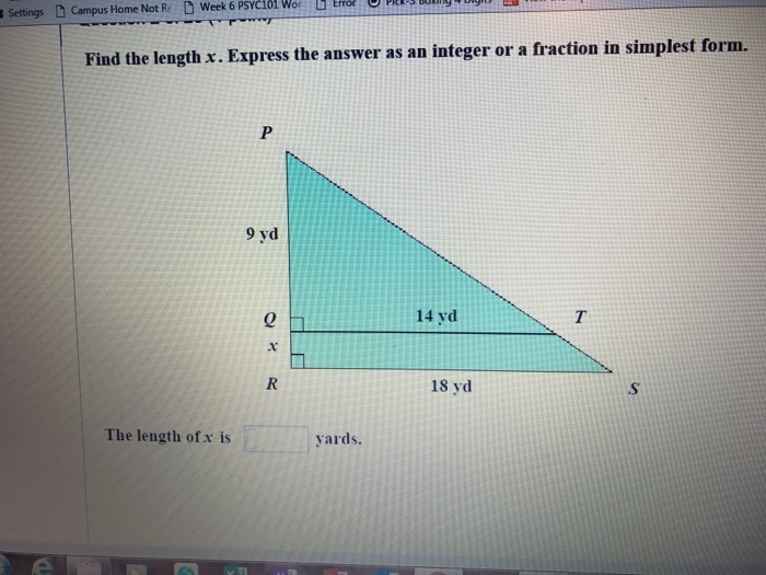 Solved Find the length x Express the answer as an integer or | Chegg.com