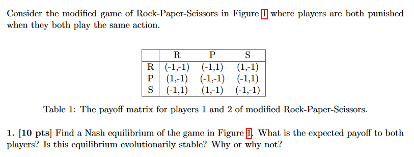 Solved Consider the modified game of Rock-Paper-Scissors in | Chegg.com