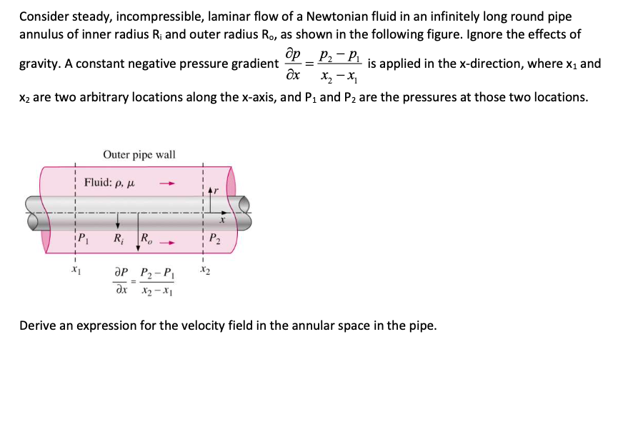 Solved Consider steady, incompressible, laminar flow of a | Chegg.com