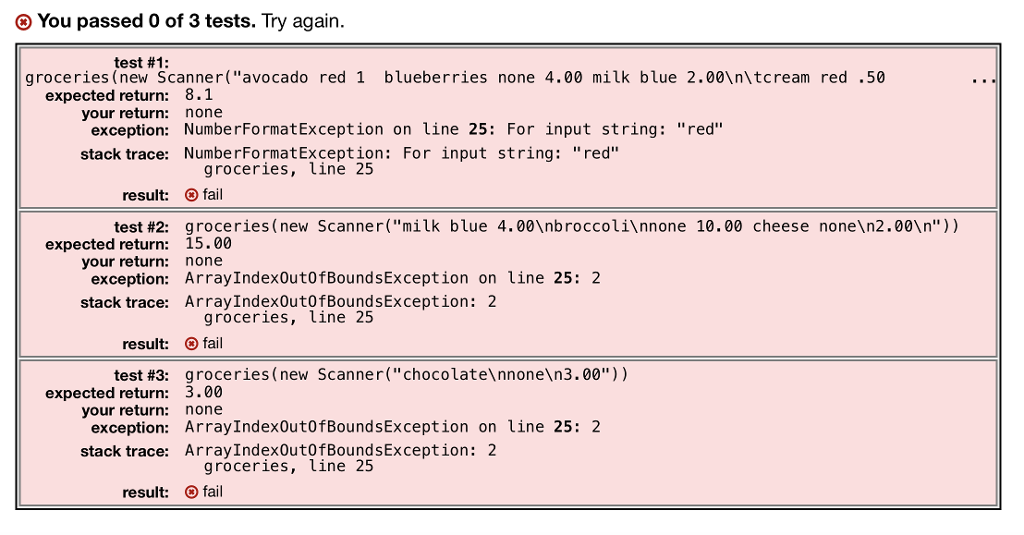 Solved Show Header O groceries Favorite Java file processing | Chegg.com