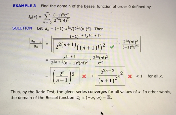 Solved EXAMPLE 3 Find the domain of the Bessel function of | Chegg.com