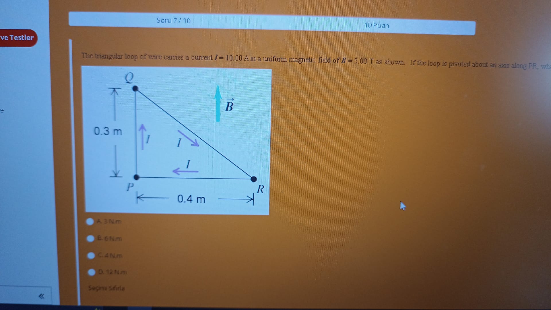 The triangular loop of wire carres a current I=10.00 | Chegg.com