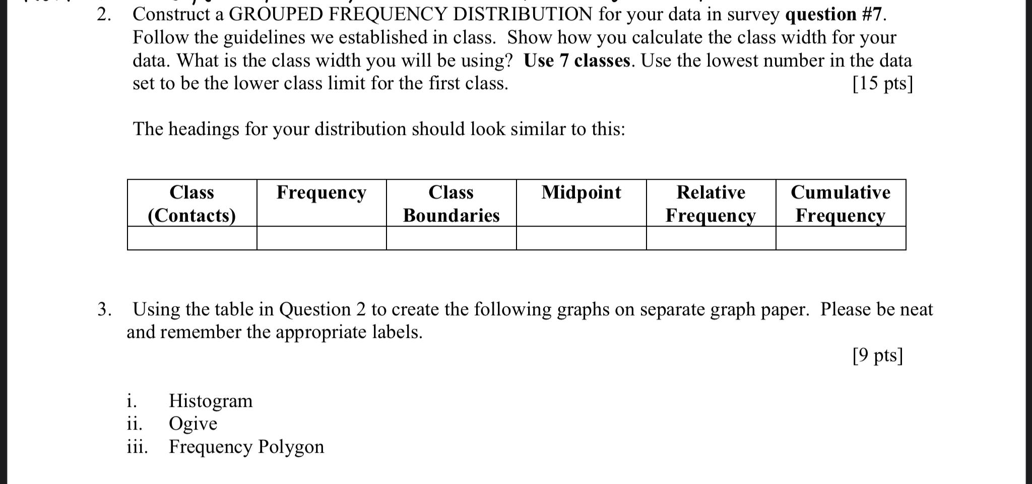 Solved 2. Construct a GROUPED FREQUENCY DISTRIBUTION for | Chegg.com