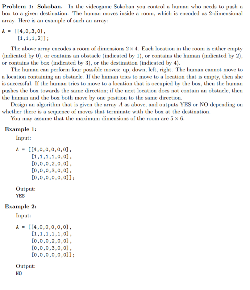 Problem 1: Sokoban. In the videogame Sokoban you | Chegg.com