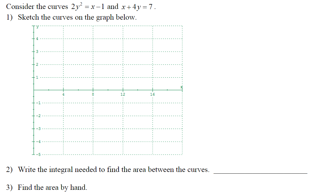 Solved Consider the curves 2y² = x-1 and x+4y=7. 1) Sketch | Chegg.com