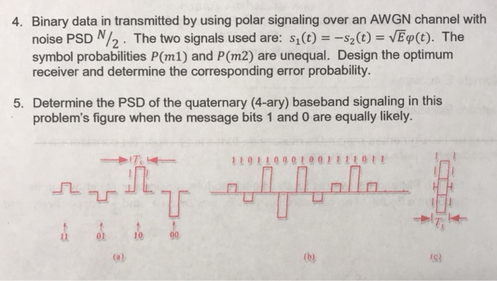 Solved 4 Binary Data In Transmitted By Using Polar