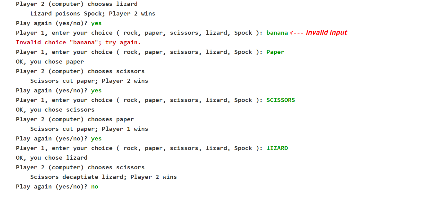 Solved Update the Rock, Paper, Scissors program you wrote | Chegg.com