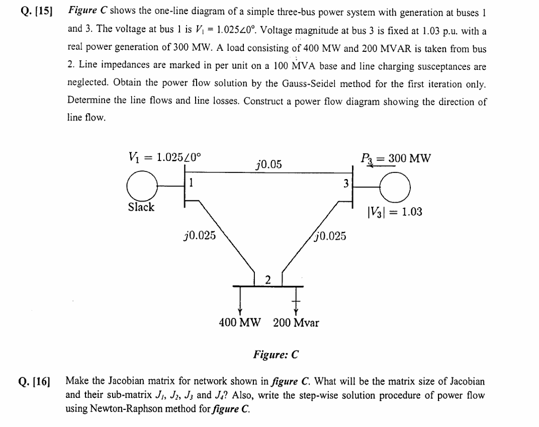 Solved Q. [15] ﻿Figure \( ﻿C \) ﻿shows the one-line diagram | Chegg.com