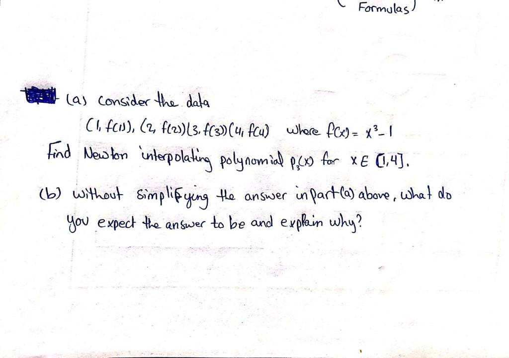 Solved Formulas (as consider the data CI, fci), (2 f(x))(3. | Chegg.com