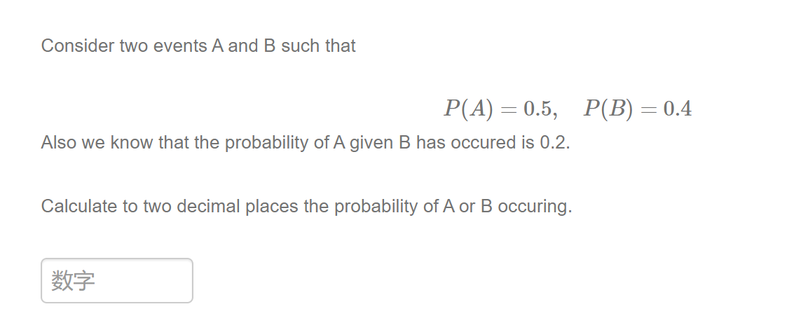 Solved Consider two events A and B such that P(B) = 0.4 P(A) | Chegg.com